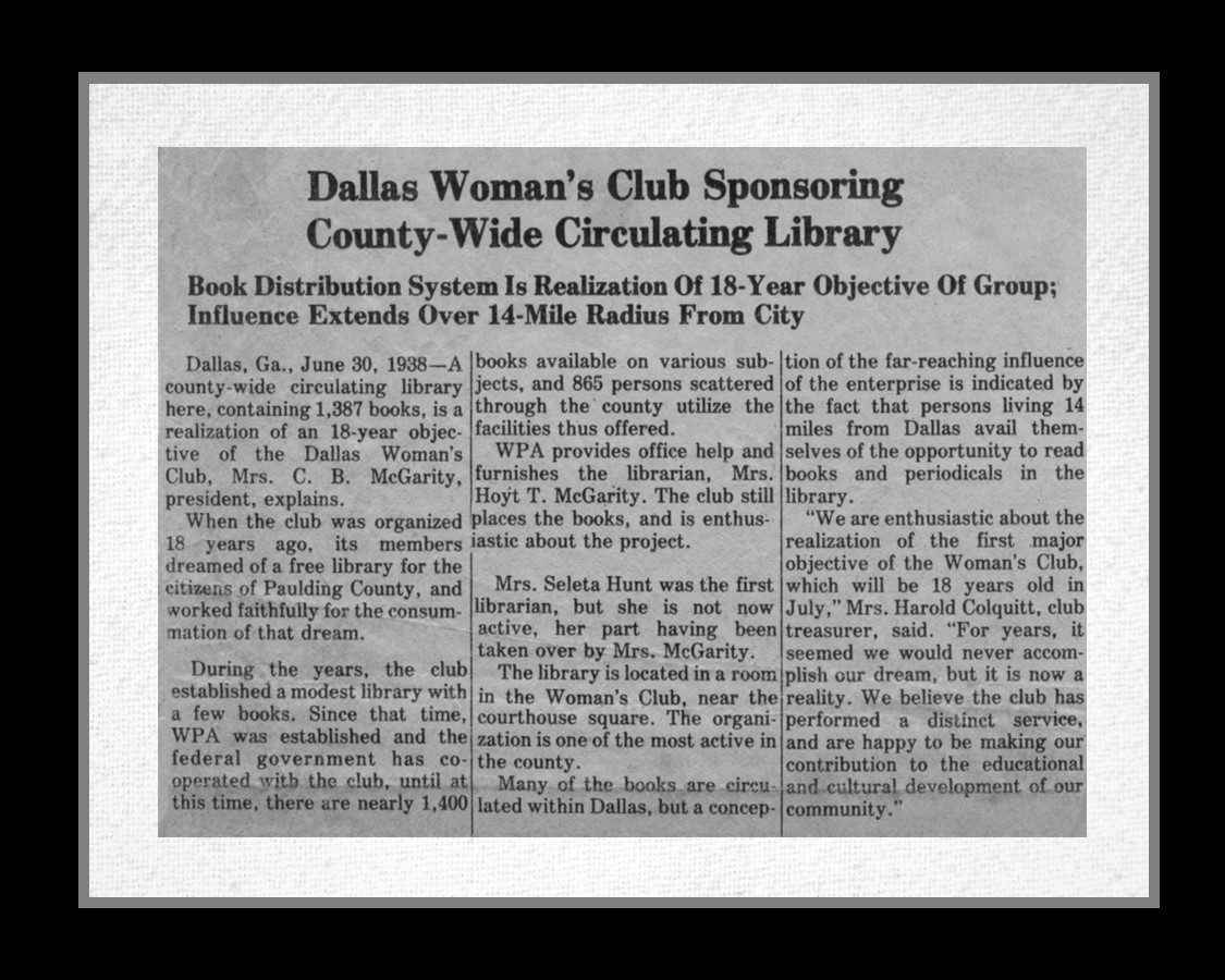 1921 Project – GFWC Dallas Woman's Club – Georgia
